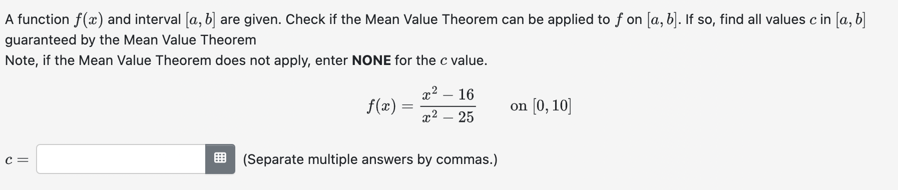 Solved A function f(x) ﻿and interval a,b ﻿are given. Check | Chegg.com
