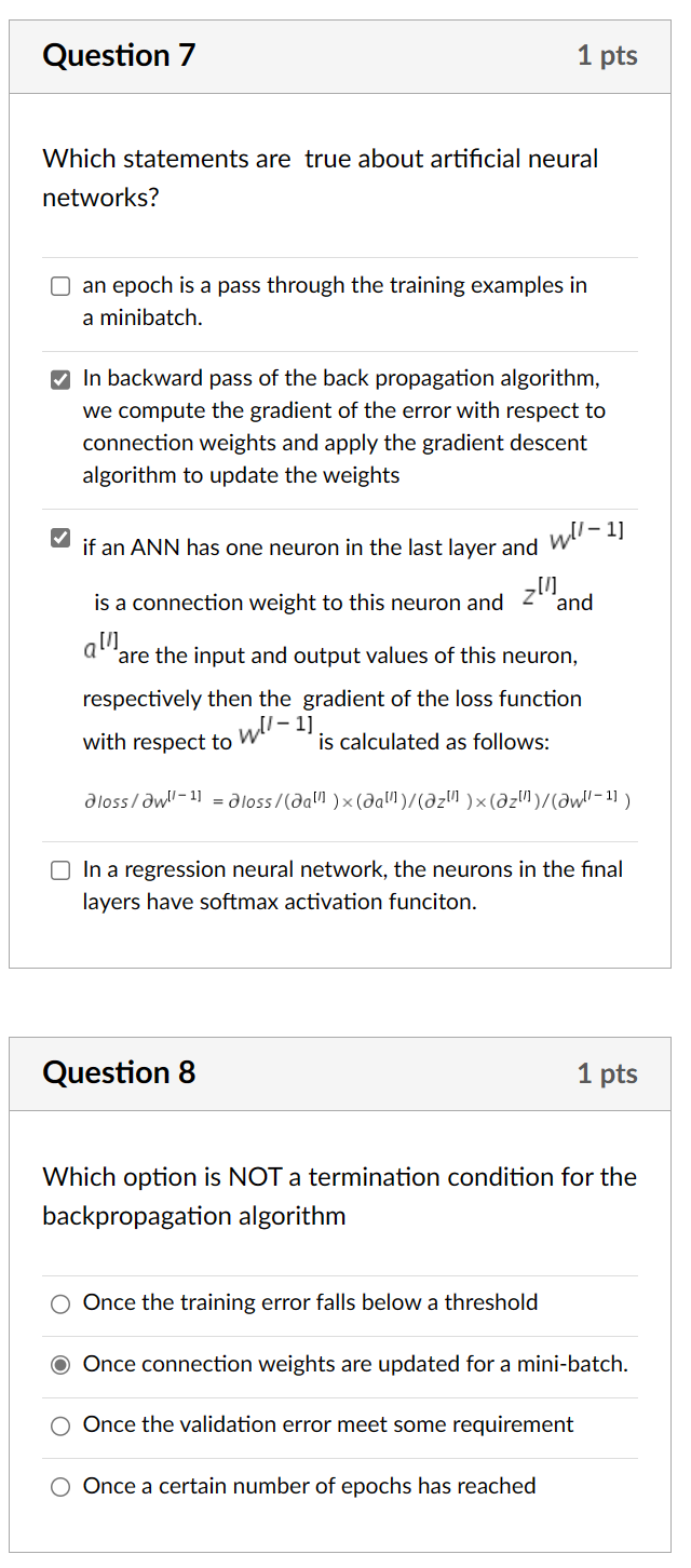 Solved Which statements are true about artificial neural | Chegg.com