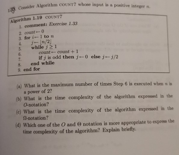 Solved 18 Consider Algorithm Count7 Whose Input Is A 5557