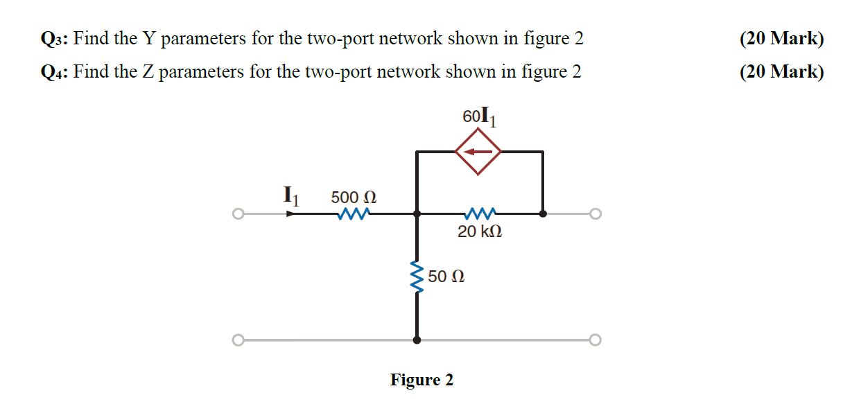 Solved Q3: Find the Y parameters for the two-port network | Chegg.com