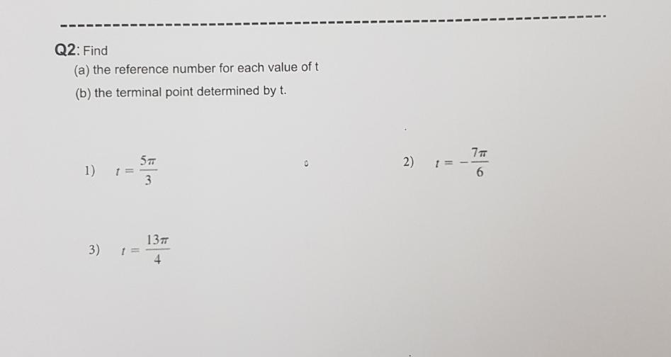 Solved Q2: Find (a) the reference number for each value of t | Chegg.com
