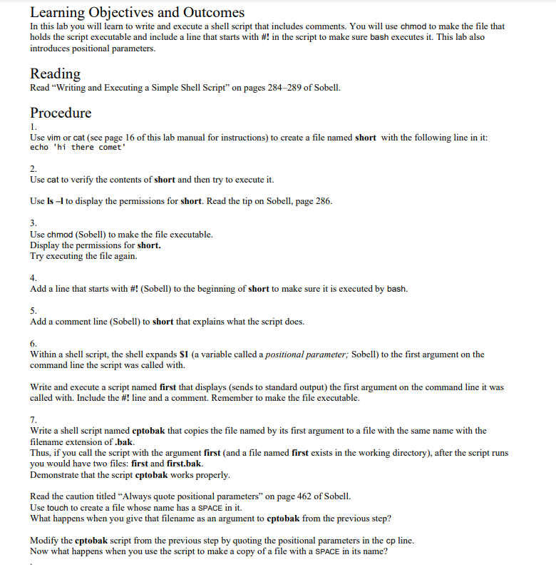 Solved Learning Objectives and Outcomes In this lab you will | Chegg.com