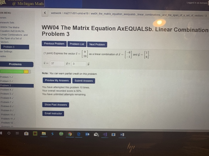 Solved webwork ma217-001-umd-w19 / wwo2 finding vector | Chegg.com