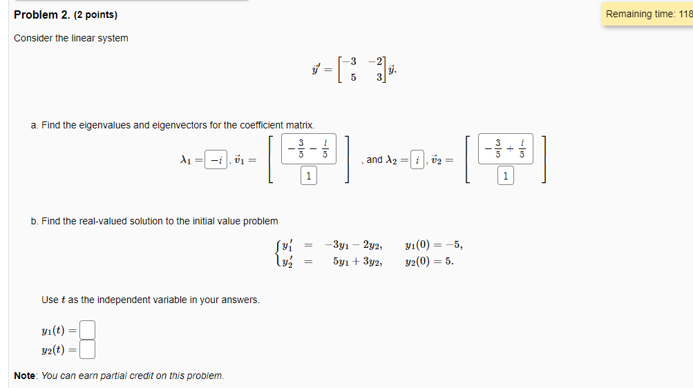 Solved Problem 1 2 Points Consider The Linear System 3 4193