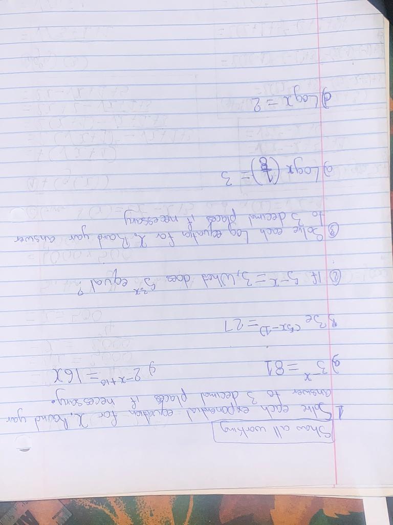 Solved Show all working 1 Solve each exponential equation | Chegg.com