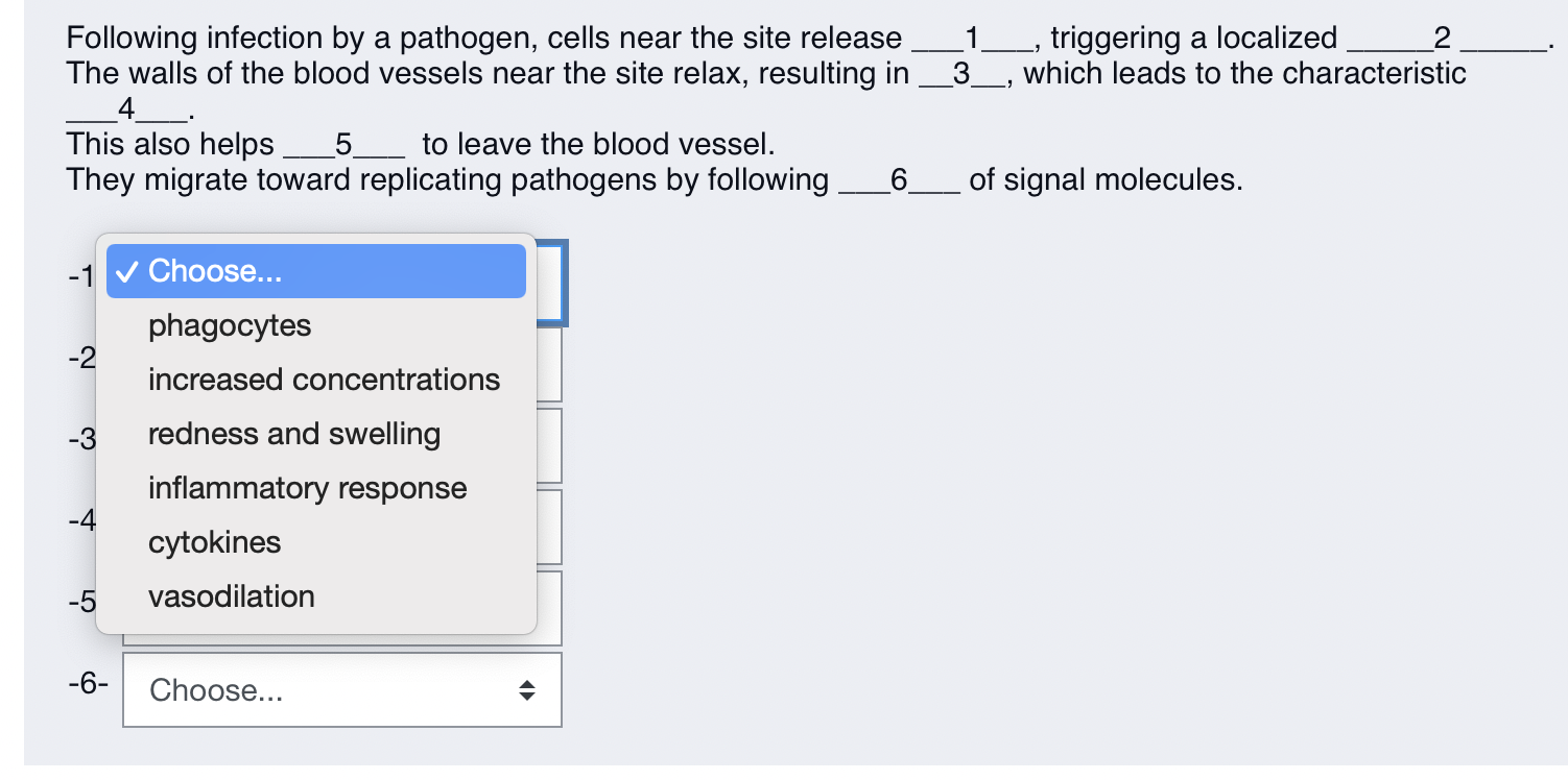 Solved Following infection by a pathogen, cells near the | Chegg.com