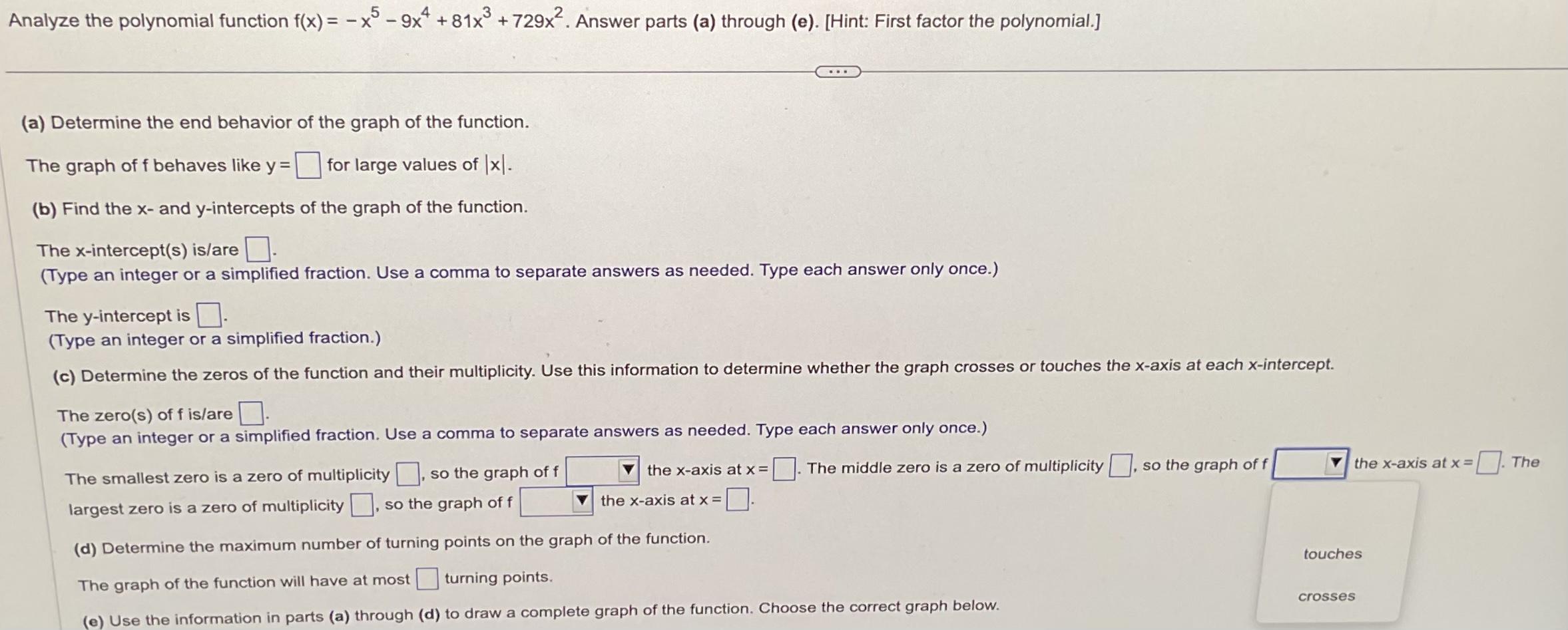 Solved Analyze the polynomial function | Chegg.com