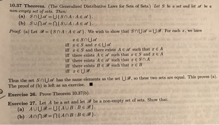 Solved 10.37 Theorem. (The Generalized Distributive Laws for | Chegg.com