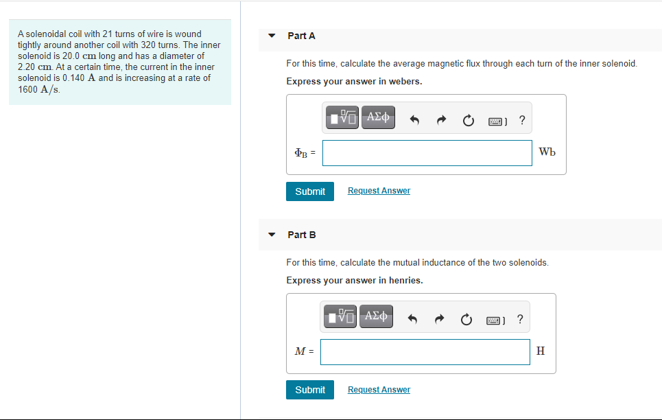 Solved Part A A solenoidal coil with 21 turns of wire is | Chegg.com