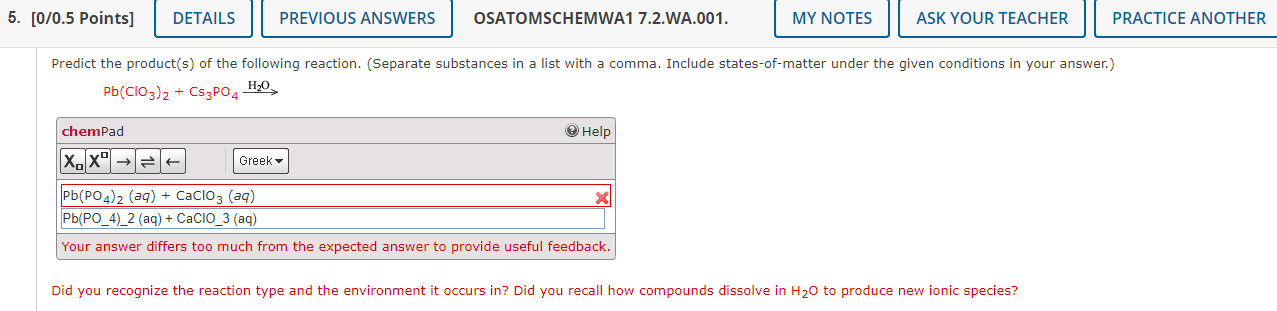 Solved 5. [0/0.5 Points] DETAILS PREVIOUS ANSWERS | Chegg.com