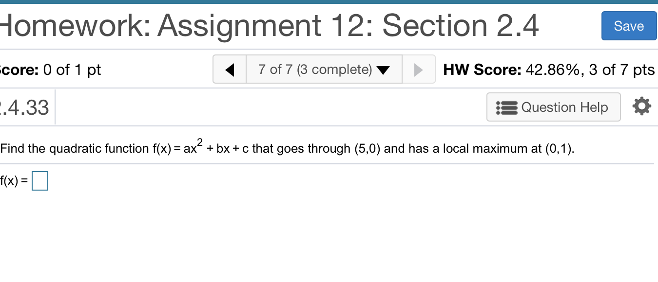 Solved Homework: Assignment 12: Section 2.4 Save Score: 0 of | Chegg.com