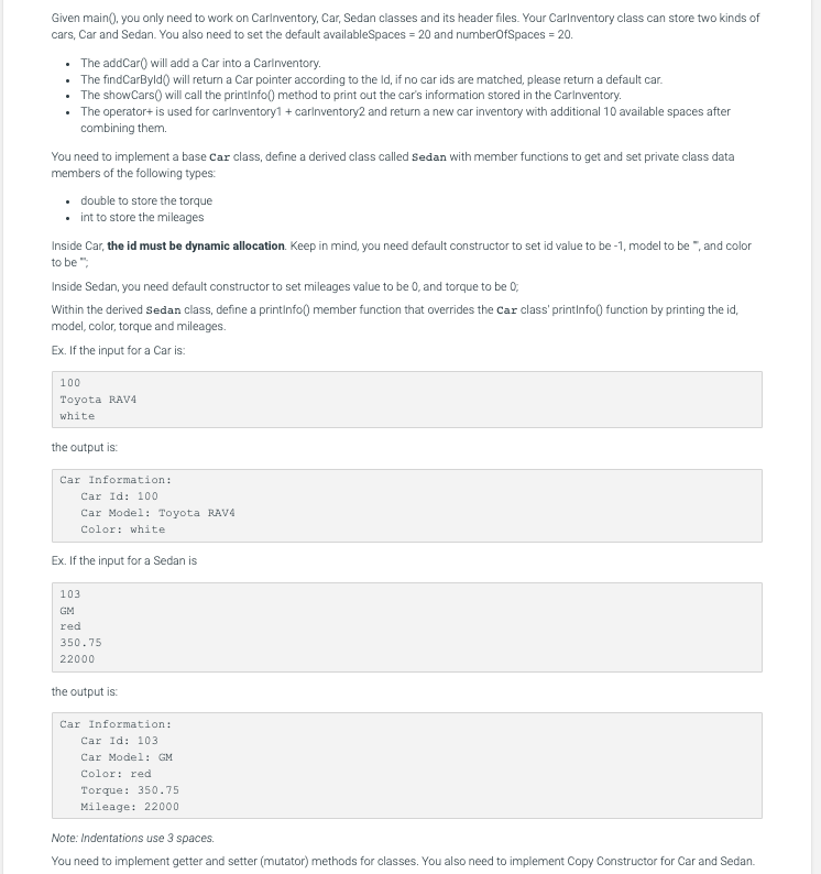 Main.cpp (Read Only) #include "Car.h" #include | Chegg.com