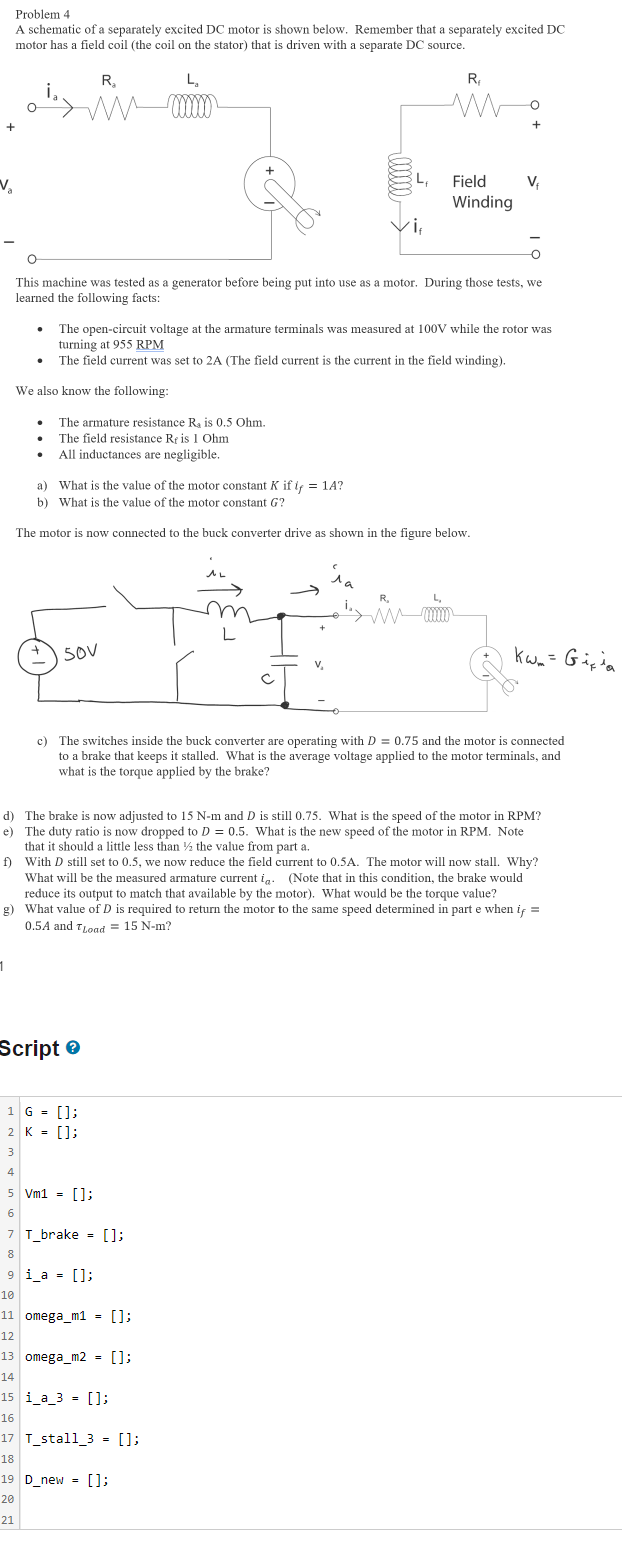 Problem 4 A Schematic Of A Separately Excited Dc