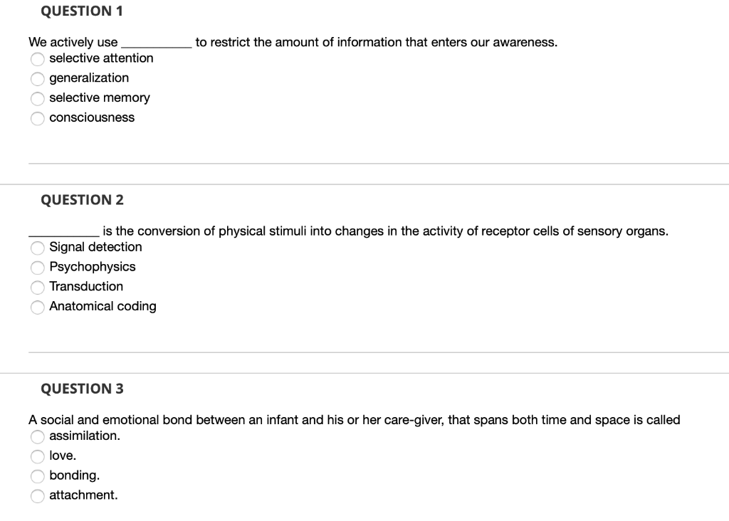 Solved QUESTION 1 We actively use selective attention to | Chegg.com