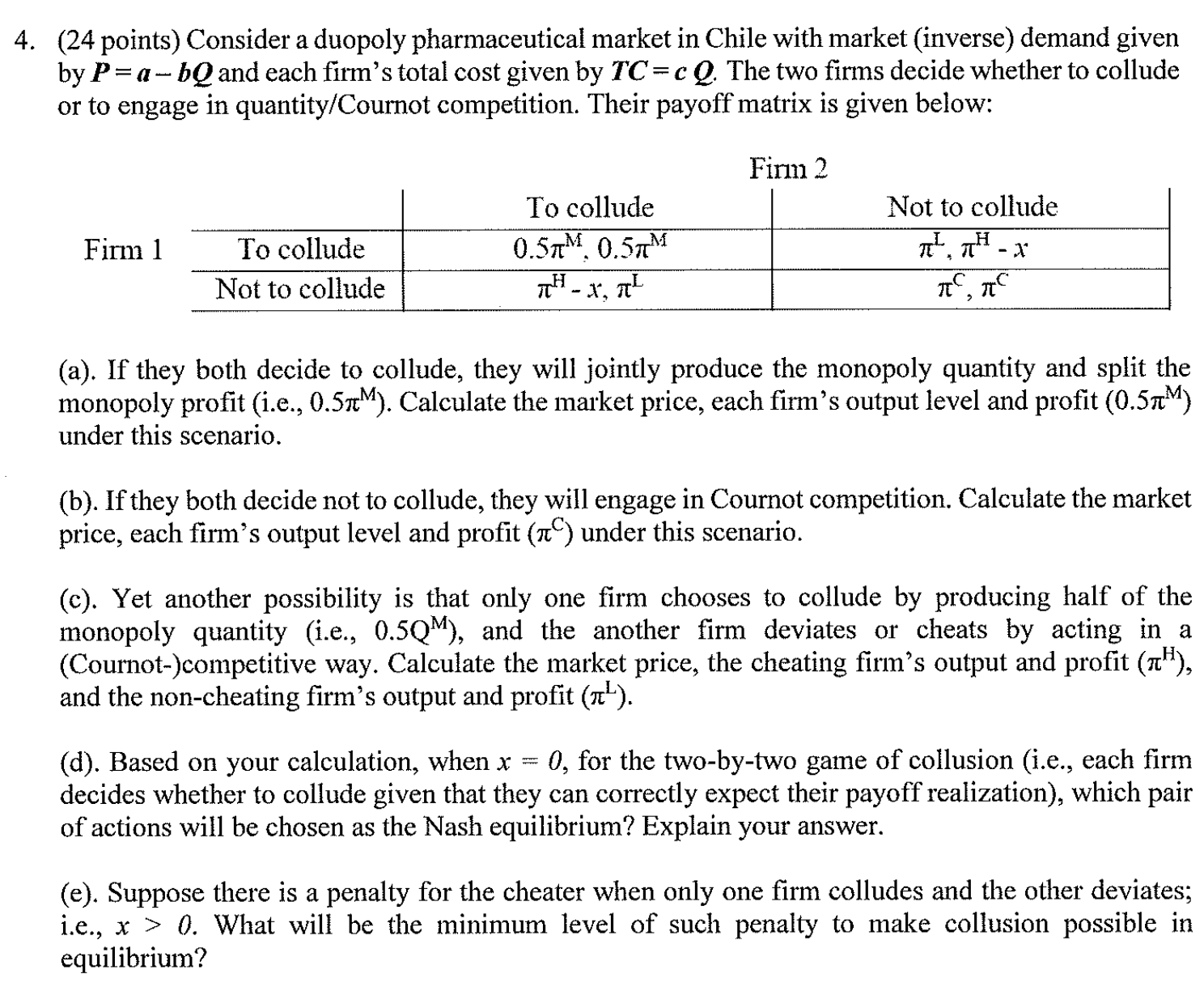 Solved (24 ﻿points) ﻿Consider a duopoly pharmaceutical | Chegg.com