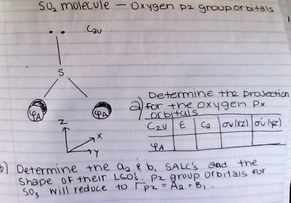 Solved SO2 molecule - Oxygen p2 grouporbitals Determine the | Chegg.com