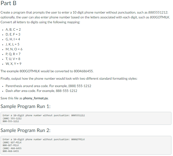 Solved Part ACreate a program in a file named | Chegg.com