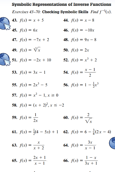 Solved Symbolic Representations of Inverse Functions | Chegg.com