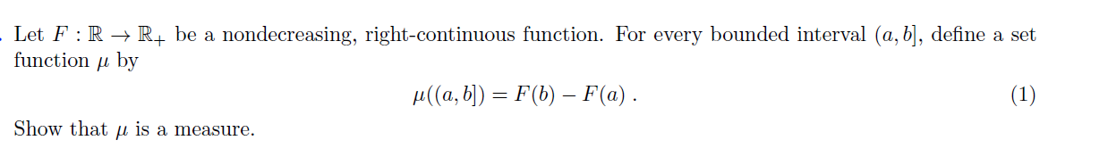 Solved Let F: RRbe a nondecreasing, right-continuous | Chegg.com