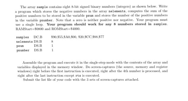 Solved The array sample contains eight 8-bit signed binary | Chegg.com
