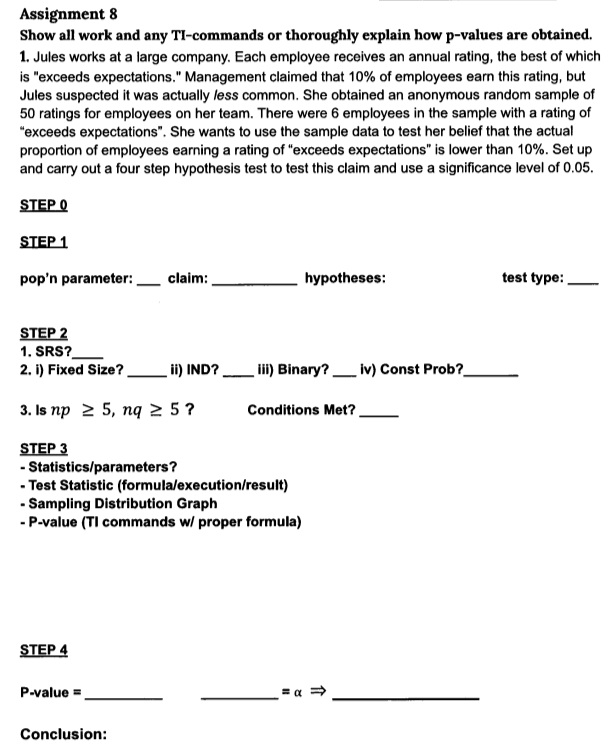 Solved Assignment 8 Show all work and any TI-commands or | Chegg.com