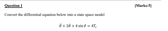 Solved Convert the differential equation below into a state | Chegg.com