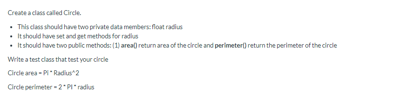 Solved Create A Class Called Circle This Class Should Have