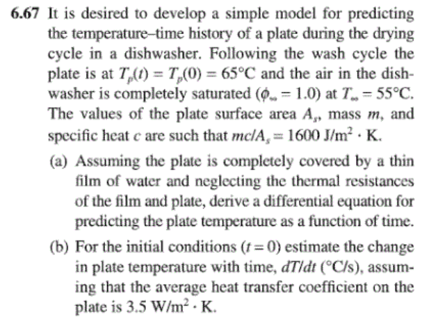 Solved 6.67 It is desired to develop a simple model for | Chegg.com