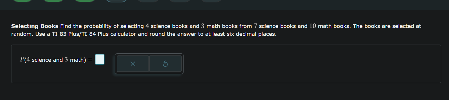 Solved Selecting Books Find the probability of selecting 4 | Chegg.com