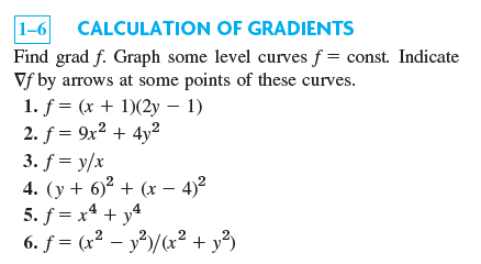 Solved 1-6 CALCULATION OF GRADIENTS Find grad f. Graph some | Chegg.com