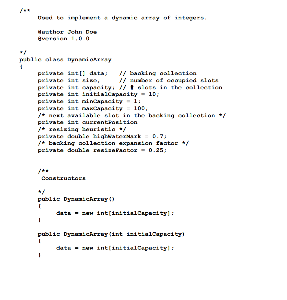 Solved Creating a Dynamic Array ADT Use the following | Chegg.com