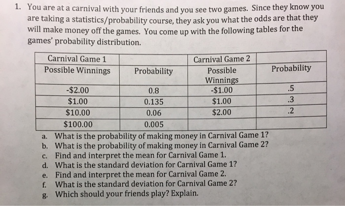 Solved You are at a carnival with your friends and you see | Chegg.com