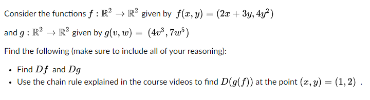 Solved Consider the functions f:R2→R2 given by | Chegg.com