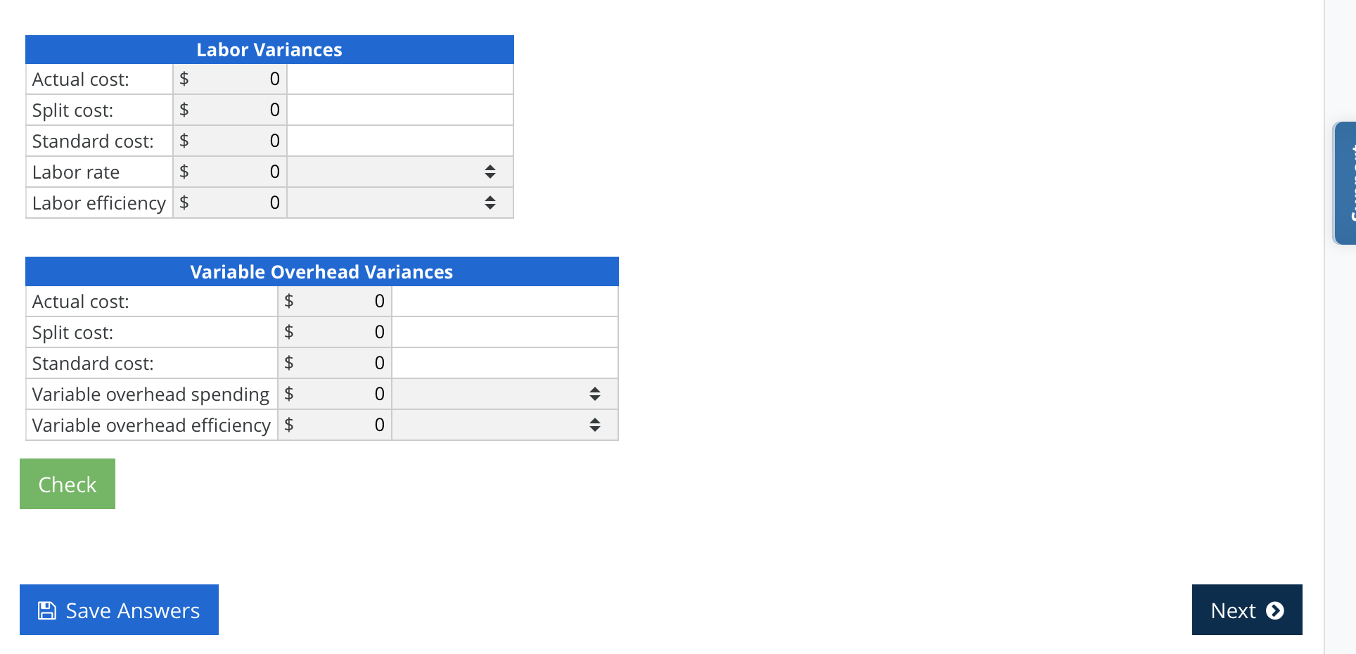 Solved Calculate Variances The following summary data relate | Chegg.com
