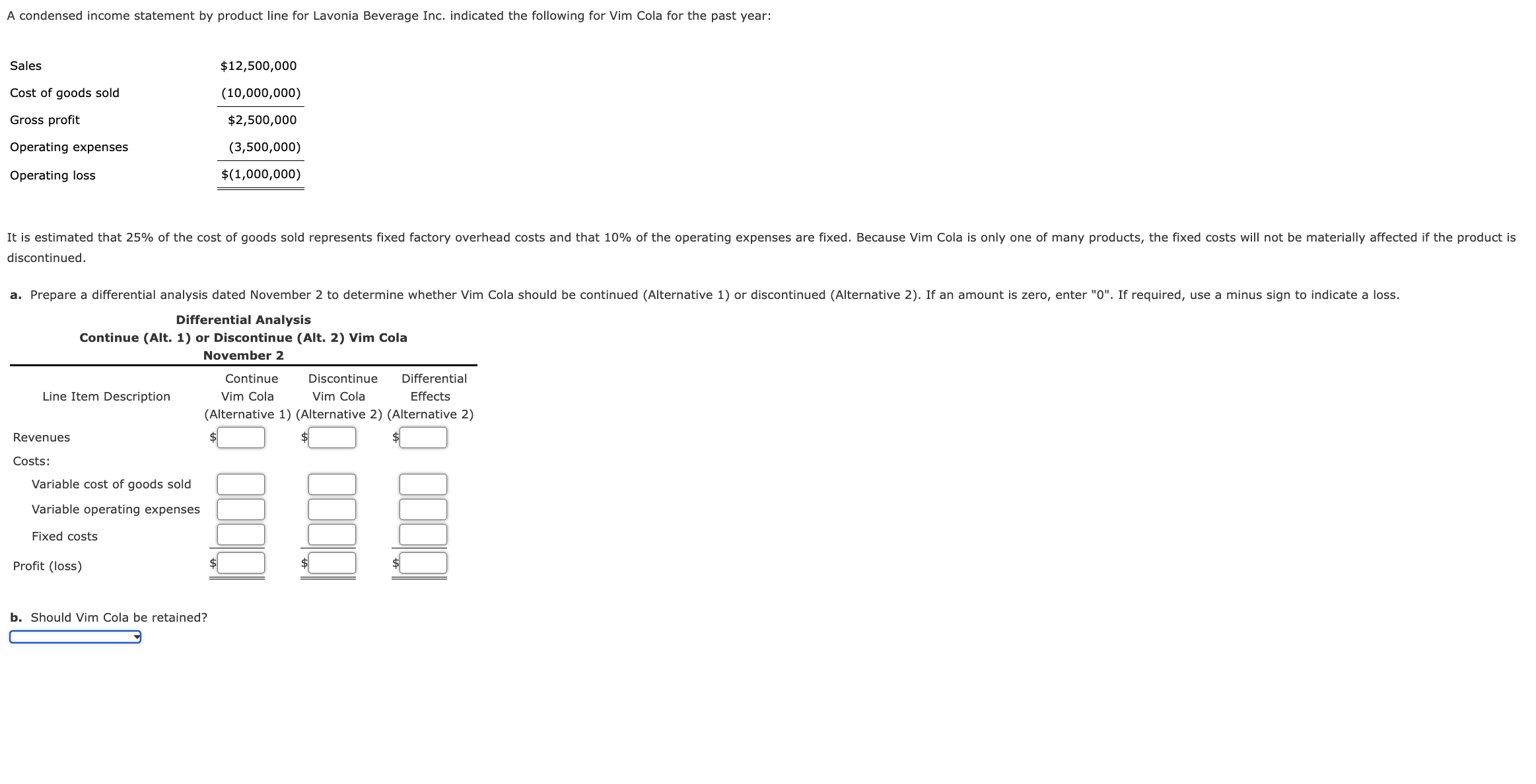 Solved A condensed income statement by product line for | Chegg.com