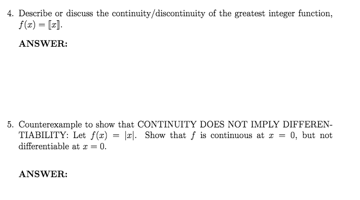 Solved 4. Describe or discuss the continuity/discontinuity | Chegg.com