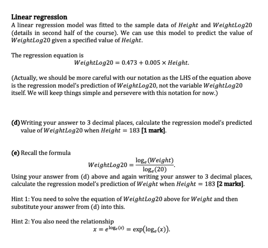Solved Linear regression A linear regression model was | Chegg.com
