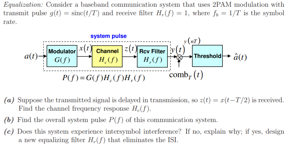 Equalization: Consider a baseband communication | Chegg.com
