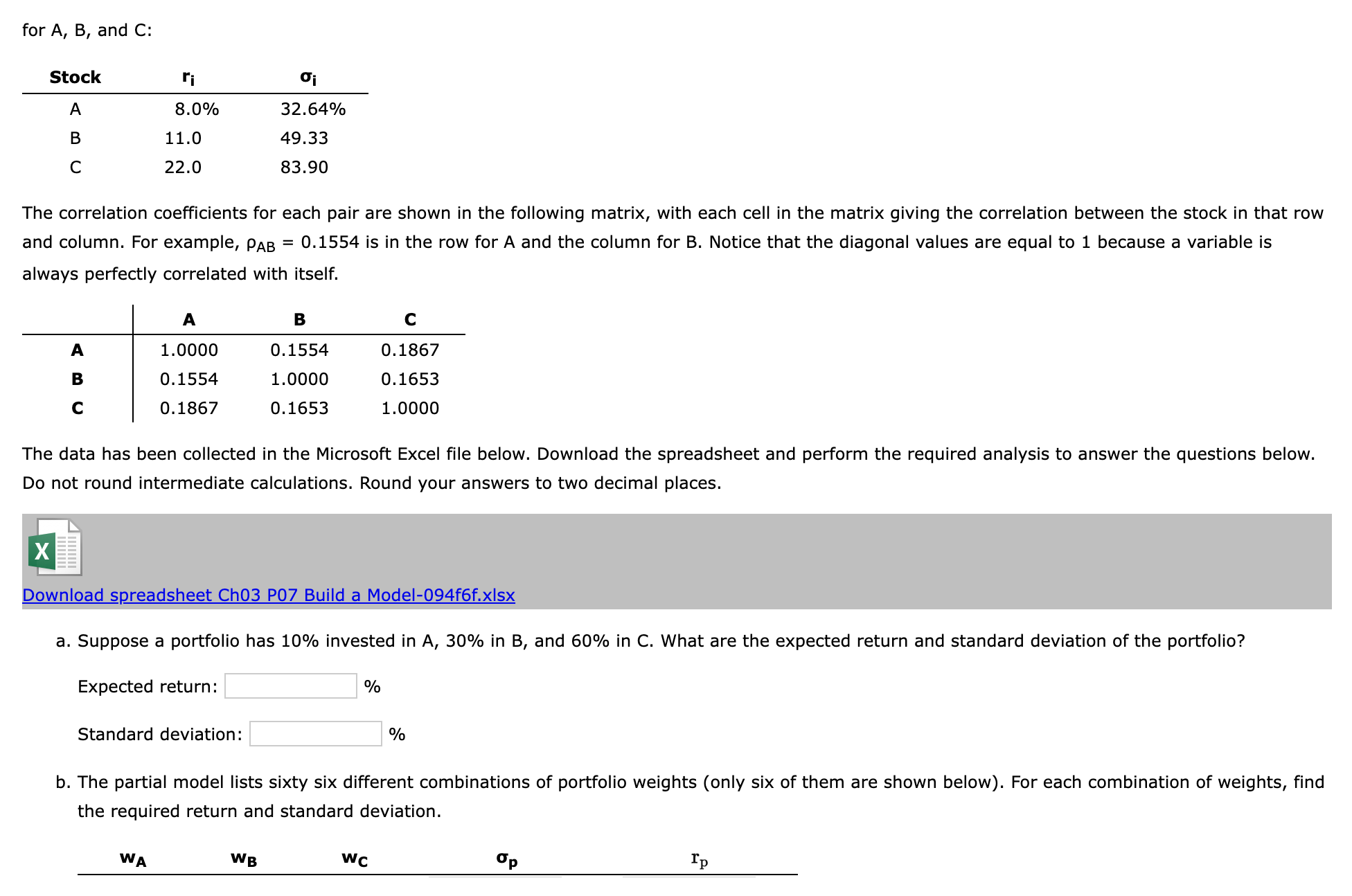 Solved for A,B, ﻿and C ﻿:The correlation coefficients for | Chegg.com