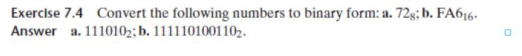 Solved Exercise 7.4 Convert the following numbers to binary | Chegg.com