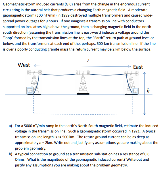 Geomagnetic-storm induced currents (GIC) arise from | Chegg.com