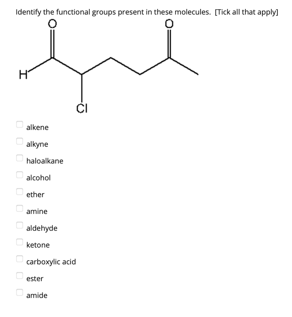 Solved Identify the functional groups present in these | Chegg.com