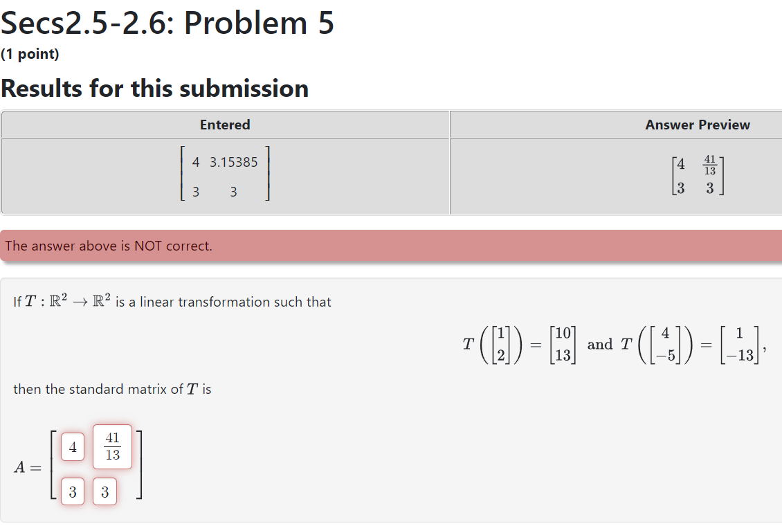 Solved Secs2.5-2.6: Problem 5(1 ﻿point)Results for this | Chegg.com