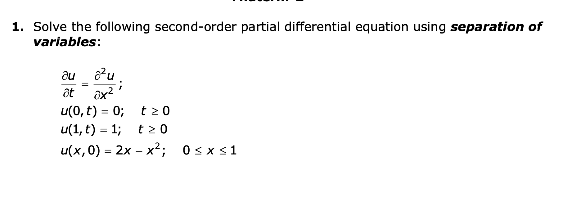 Solved 1 Solve The Following Second Order Partial