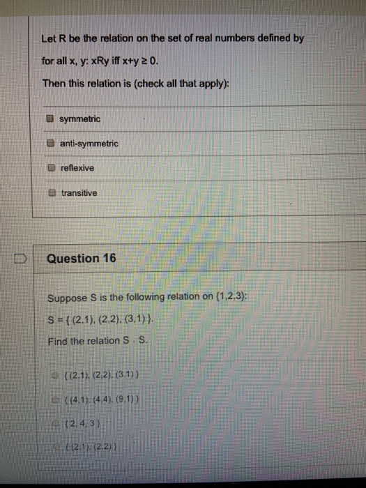 Solved Let R be the relation on the set of real numbers | Chegg.com