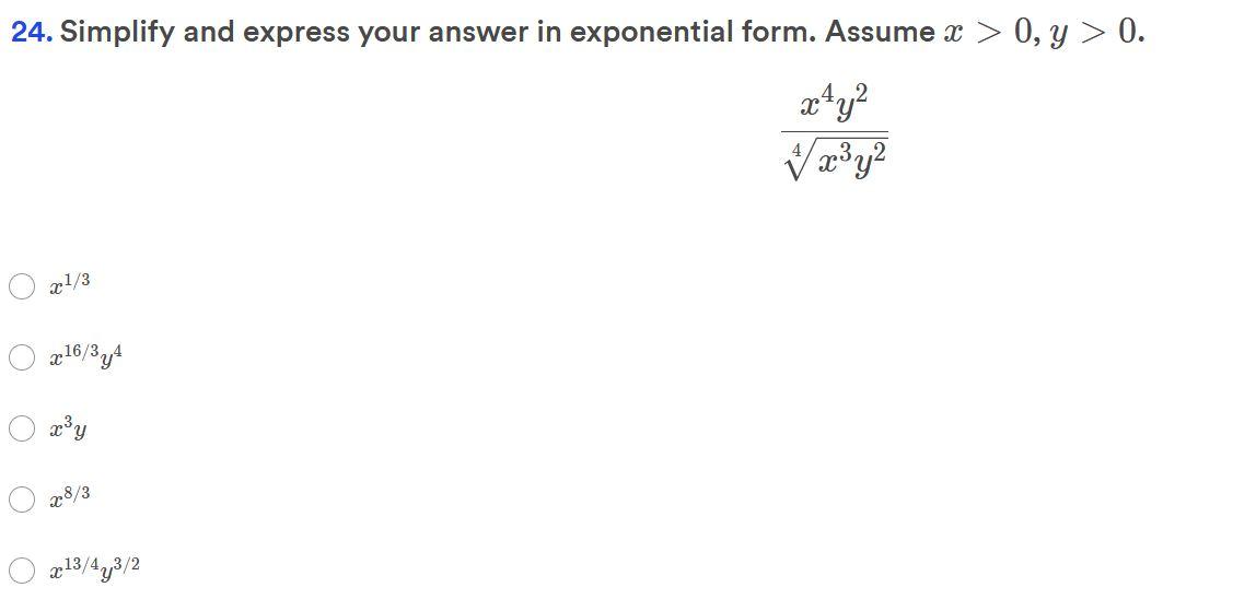 Solved 24. Simplify and express your answer in exponential | Chegg.com
