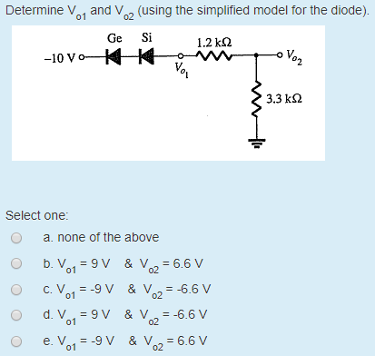 Solved Determine Vo1 and Vo2 (using the simplified model for | Chegg.com