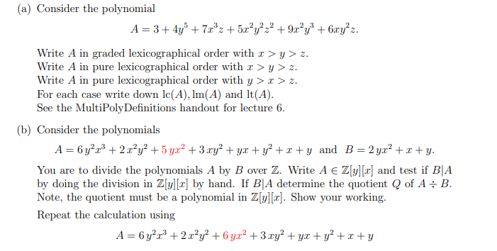Solved (a) Consider the polynomial | Chegg.com