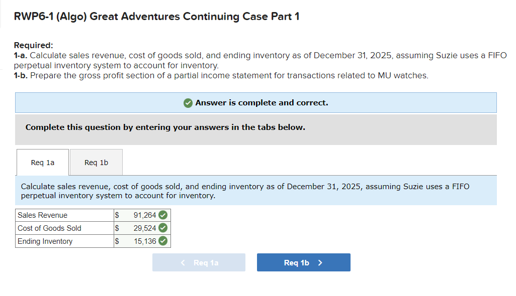 Solved RWP6-1 (Algo) Great Adventures Continuing Case Part 1 | Chegg.com