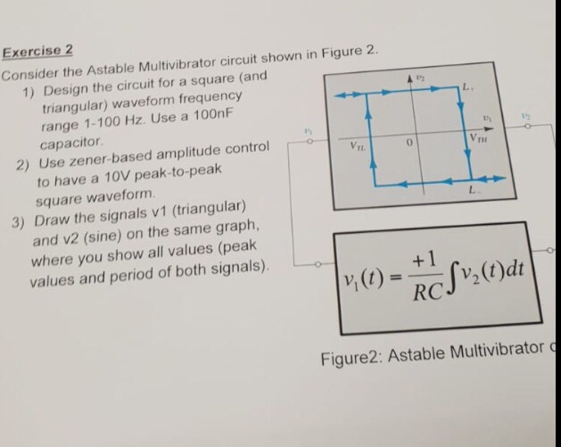 Solved Exercise 2 Consider the Astable Multivibrator circuit | Chegg.com